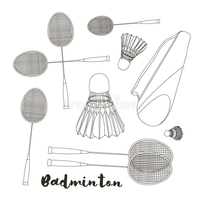 Badminton Labels And Icons Set. Vector Stock Vector - Illustration of ...