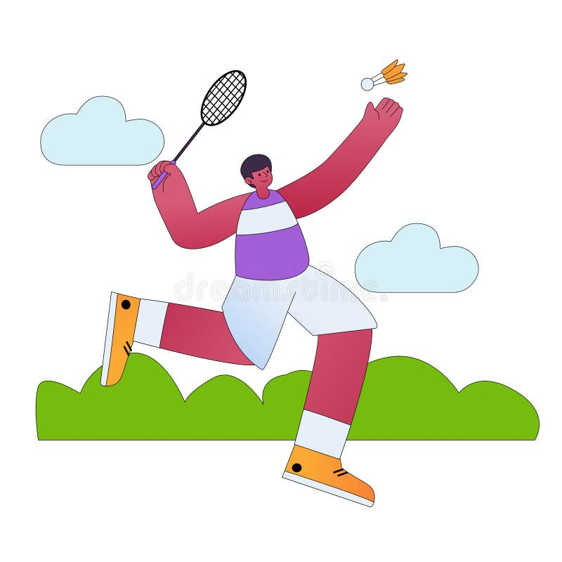 Badminton Player Smashing Shuttlecock Flat Illustration Stock Vector ...