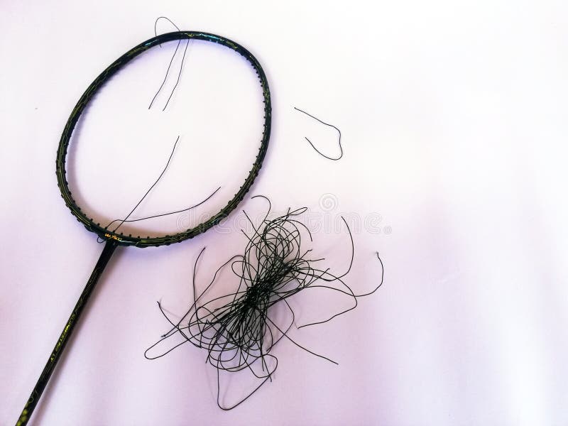 Badminton Racket with a Broken Strings,on Color Background Editorial ...