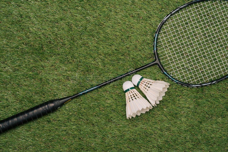 Badminton Racket on the Green , Top View Stock Image - Image of weekend ...