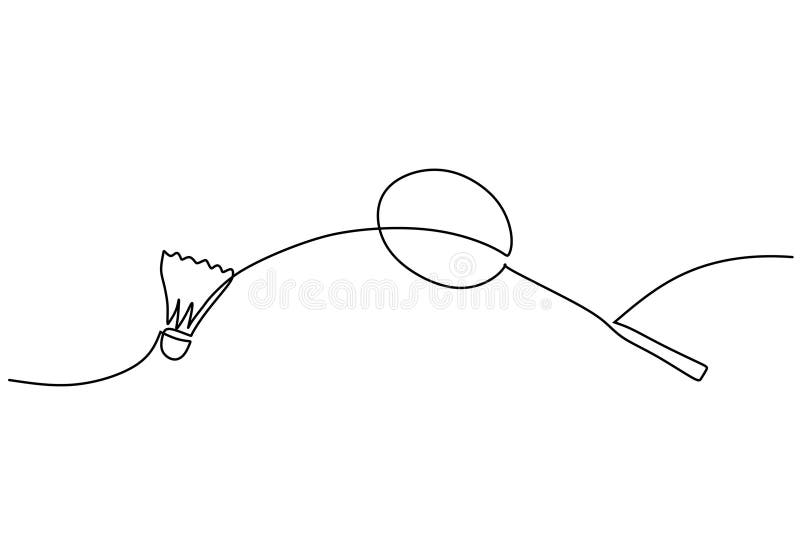 Badminton Racket One Line Drawing: Continuous Hand Drawn Sport Theme ...