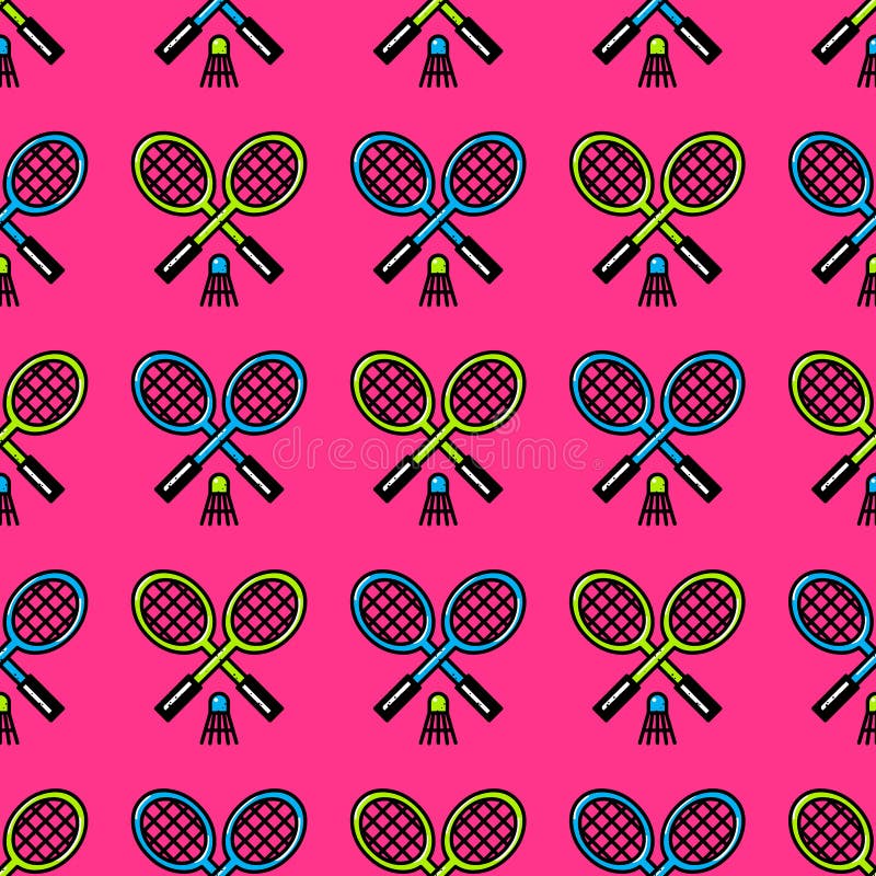 Badminton Racket Seamless Pattern Stock Vector - Illustration of drawn ...