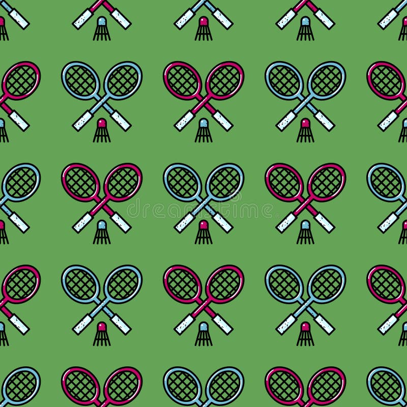 Badminton Racket Seamless Pattern Stock Vector - Illustration of ...