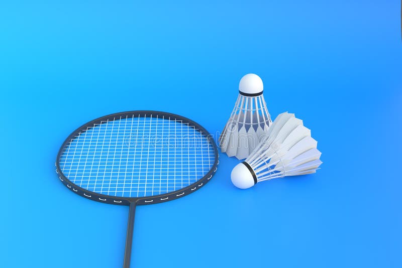 Badminton Racket and Shuttlecock on Blue Background Stock Illustration ...