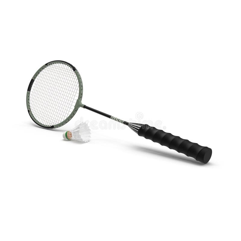 Badminton Racket and Shuttlecock Isolated on White Stock Photo - Image ...
