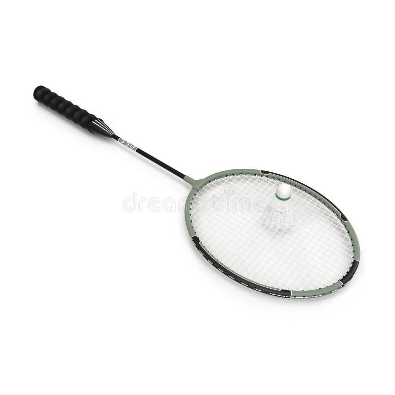 Badminton Racket and Shuttlecock Isolated on White Stock Photo - Image ...