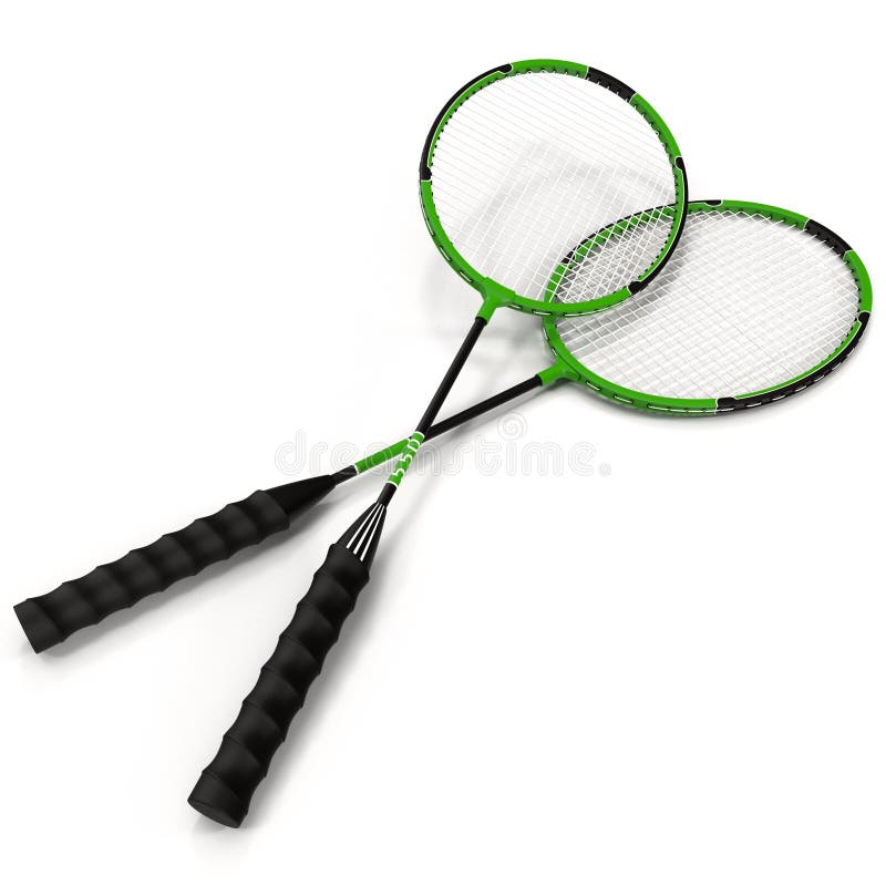 Badminton Racket and Shuttlecock Isolated on White Stock Photo - Image ...