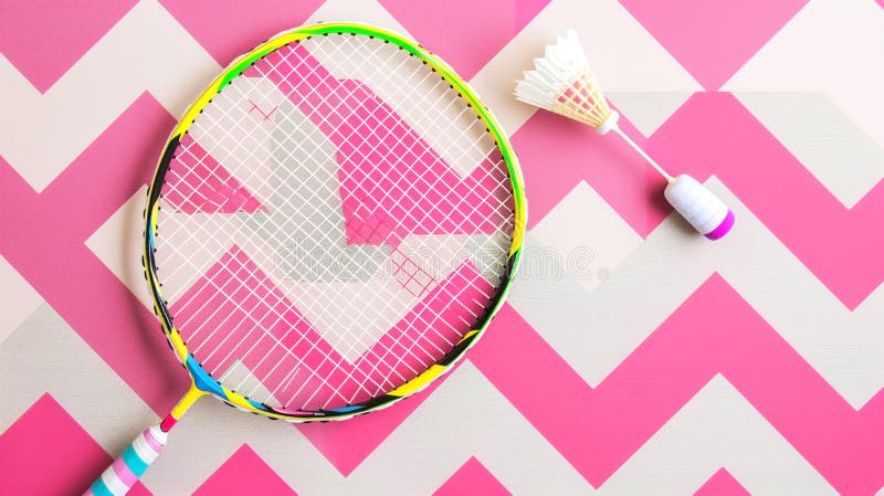Badminton Racket Shuttlecock Vibrant Pink Background Stock Photos ...