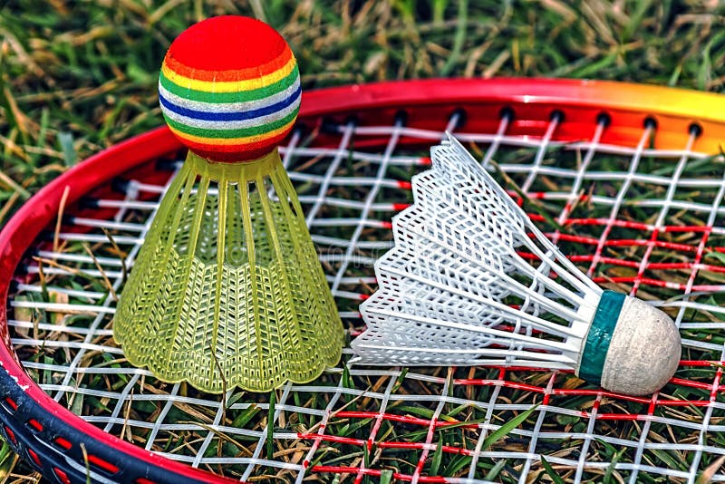 Badminton Racket and Shuttlecoc - 4 Stock Image - Image of overlapping ...