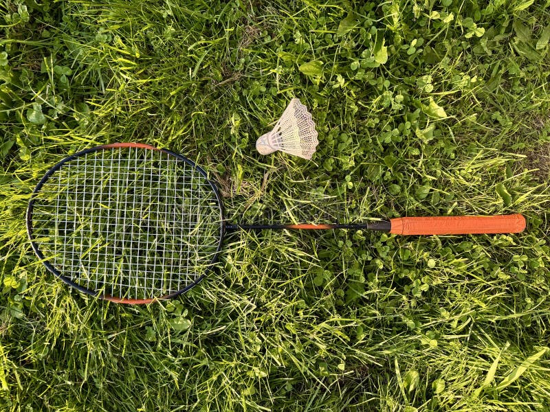 Badminton Racket with Shuttlecock on White Background Stock Photo ...