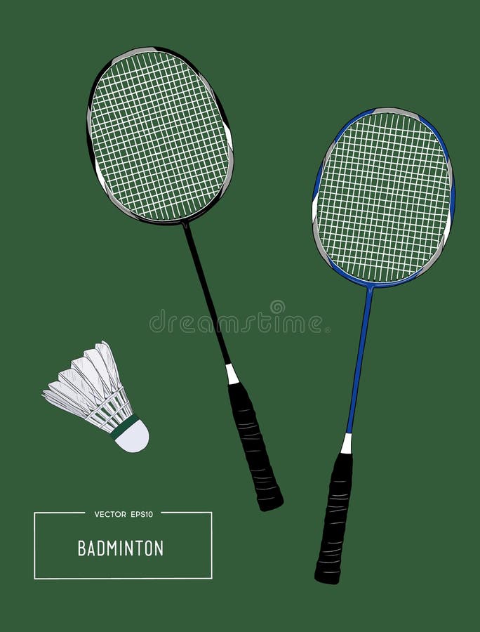 Badminton Racket and Shuttlecocks. Sketch Vector. Stock Vector ...