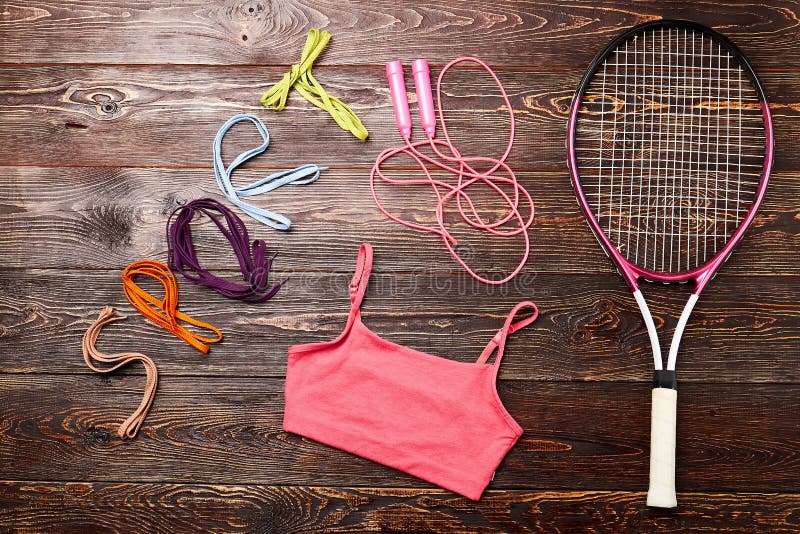 Badminton Racket and Skipping Rope. Stock Image - Image of calorie ...