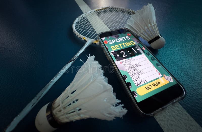 A Badminton Racket and a Smartphone with Sports Bets Stock Image ...