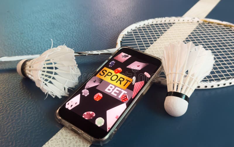 A Badminton Racket and a Smartphone with Sports Bets Stock Image ...