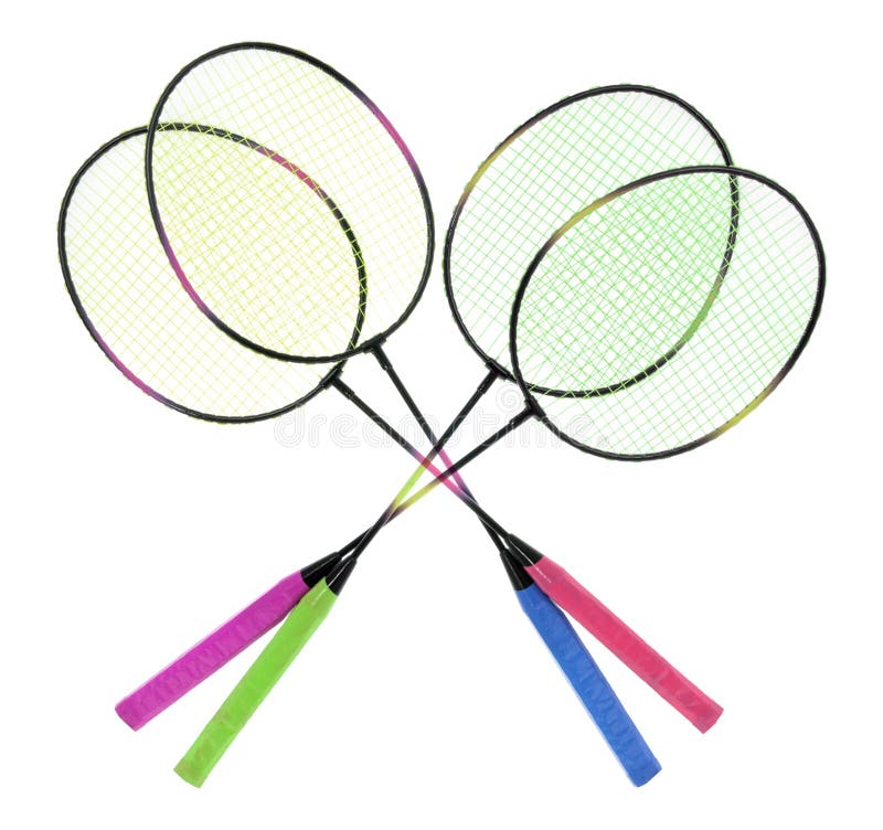 Badminton Rackets and Shuttlecock on Grass Stock Photo - Image of ...