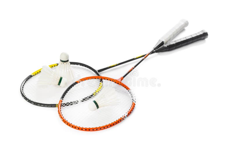 Badminton Rackets and Shuttlecock on Grass Stock Photo - Image of ...