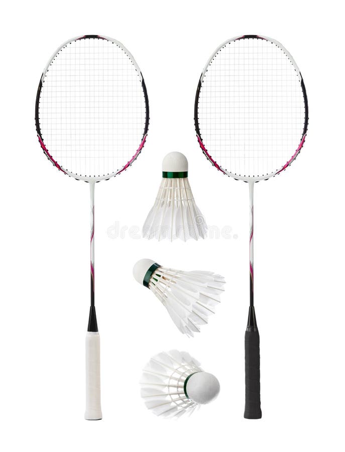 Badminton Rackets and Shuttlecock on Grass Stock Photo - Image of ...
