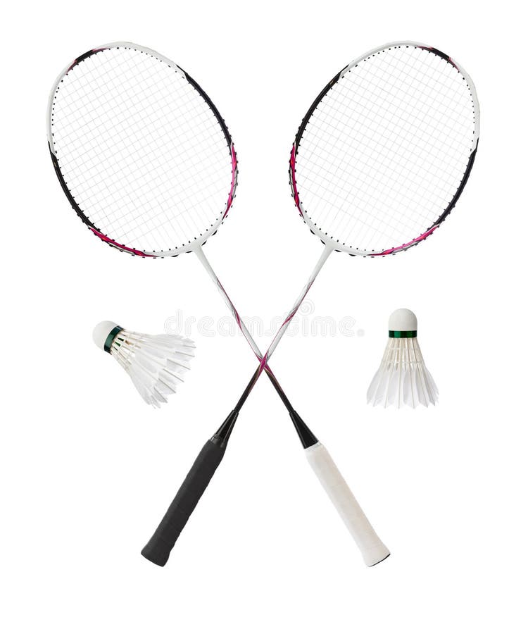 Badminton Rackets and Shuttlecock on Grass Stock Photo - Image of ...