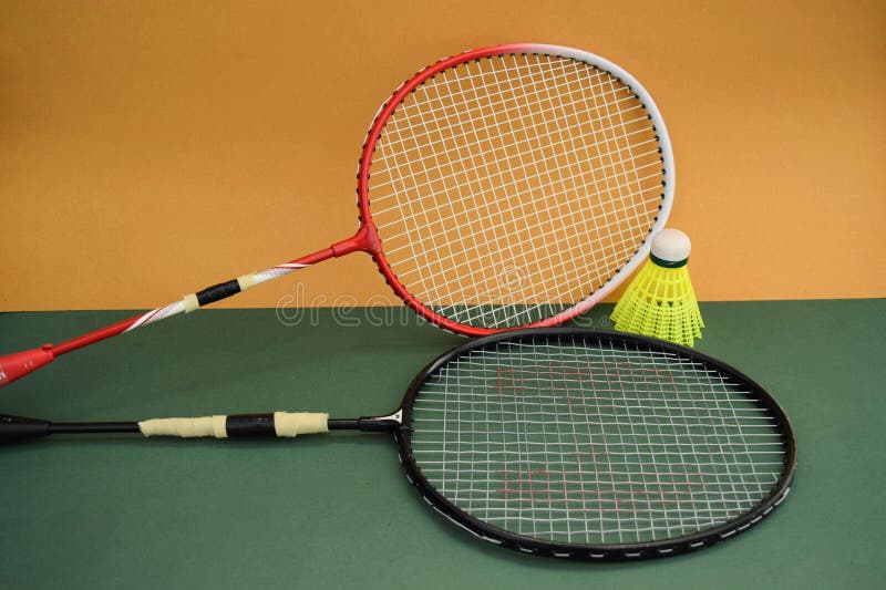 Badminton Rackets and Shuttle Stock Photo - Image of healthy, rackets ...
