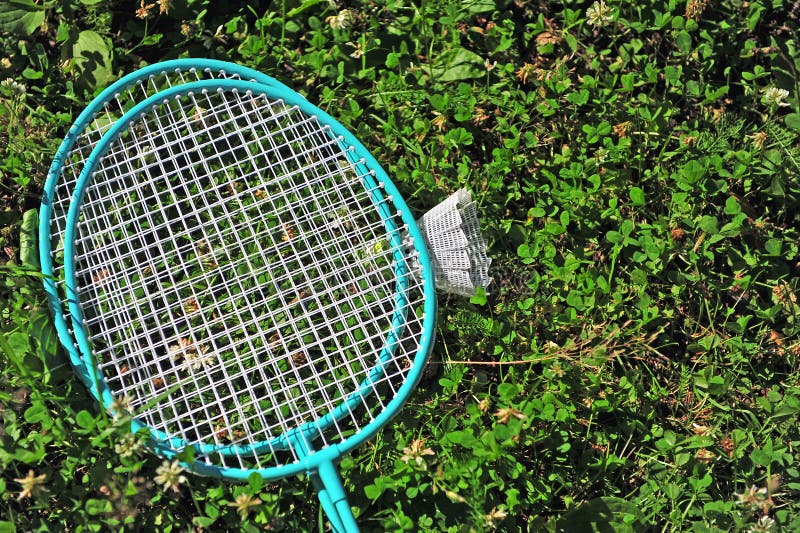 Badminton Rackets and Shuttle Stock Image - Image of outdoors ...