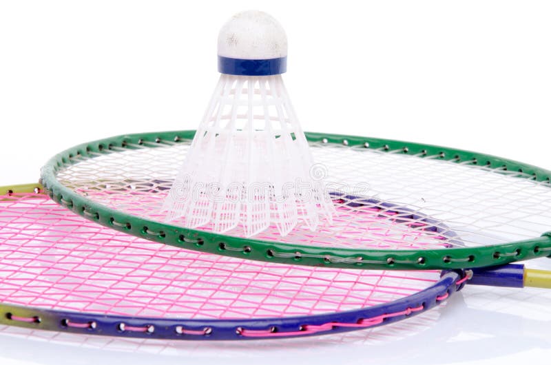Badminton Rackets and Shuttlecocks Closeup Stock Photo - Image of white ...