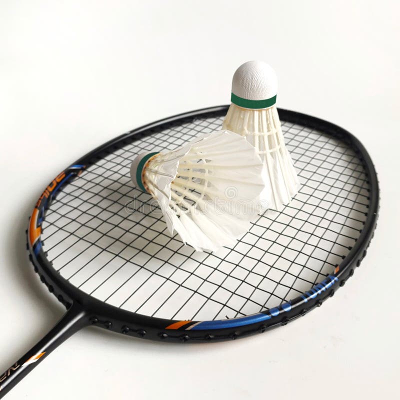 Badminton Rackets and Two Shuttlecocks Stock Image - Image of feather ...
