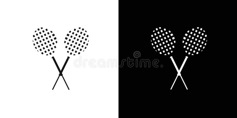 Badminton Racquet Icon Flat Vector Set Outline Stock Vector ...
