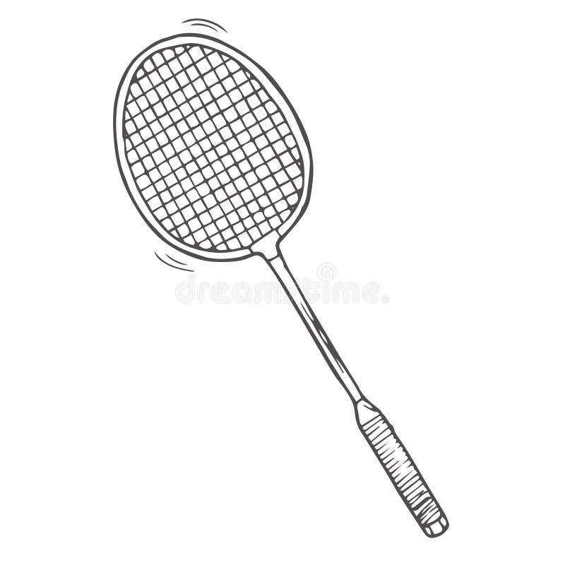 Badminton Rocket. Sports Doodle Vector Illustration Isolated. Vector ...