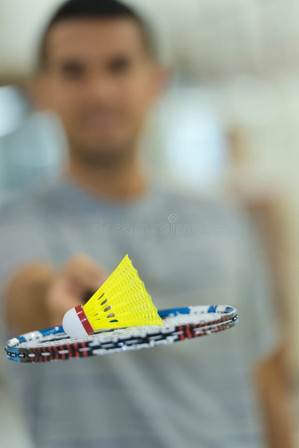 Badminton Shutter on Racket Stock Photo - Image of activity, black ...