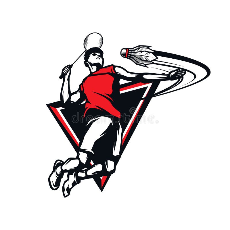 Badminton Athlete Jump Illustration Logo Design Stock Vector ...