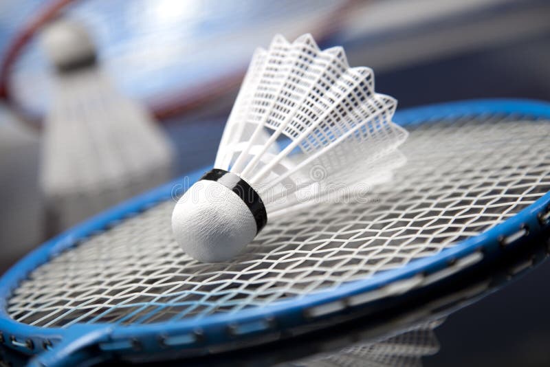 Shuttlecock on Badminton Racket Stock Photo - Image of leisure ...