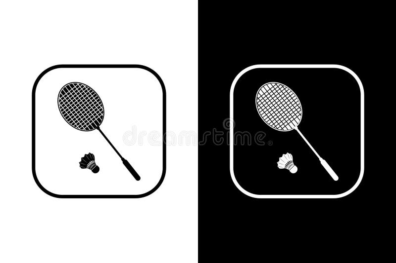 Badminton Silhouette Vector Icons Black and White Backgrounds. Stock ...