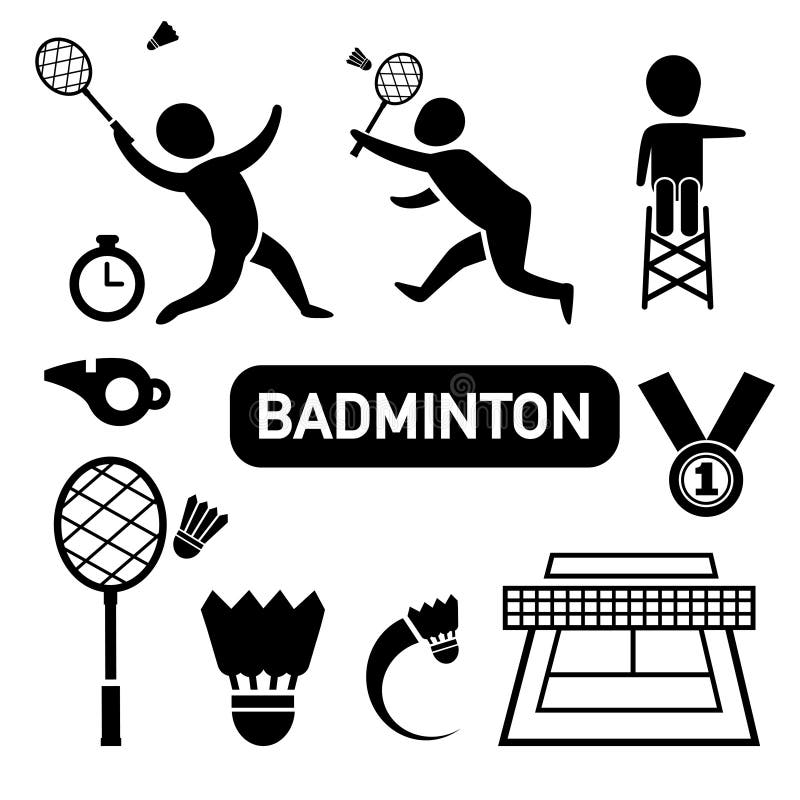 Vlak badmintonpictogram vector illustratie. Illustration of gebeurtenis ...