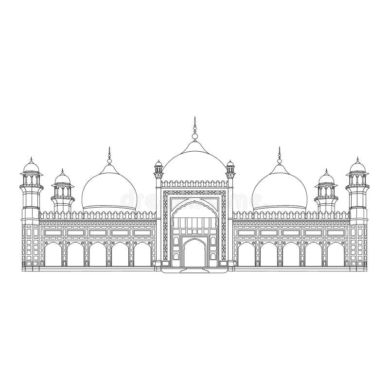 Badshahi Mosque, Lahore - Pakistan. Stock Vector - Illustration of ...
