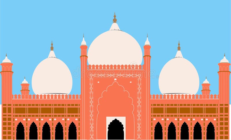 Badshahi Mosque vector stock vector. Illustration of font - 278222905