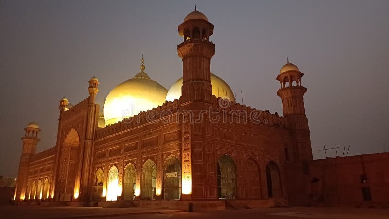 Badshahi Mosque Lighting View at Night Stock Photo - Image of badshahi ...