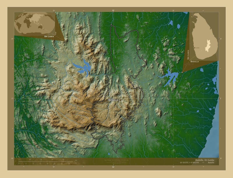 Badulla, Sri Lanka. Physical. Labelled Points of Cities Stock ...