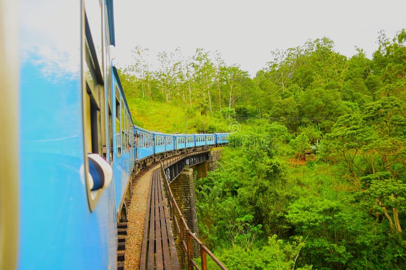 Badulla Train on a Bridge Taking a Bend Sri Lanka. Stock Image - Image ...