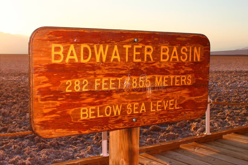 Badwater Basin Elevation Sign Stock Image - Image of national, feet ...