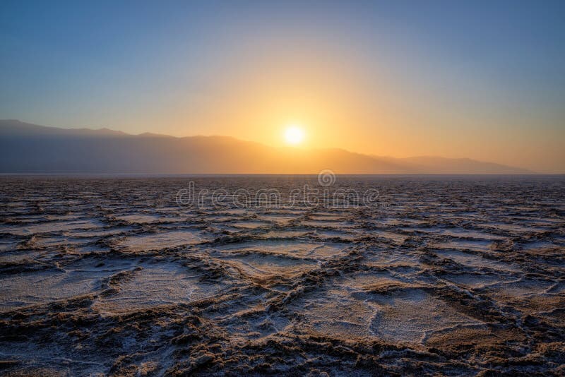 Badwater Basin Sunset in Death Valley Stock Image - Image of water ...