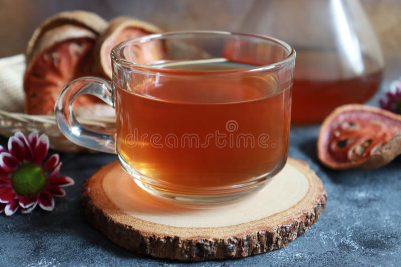 Bael Hot Tea with Dried Slice of Bael Fruit. Stock Photo - Image of ...