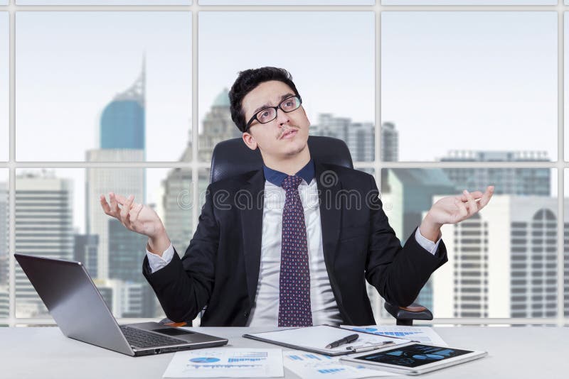 Baffled Businessman Finding an Idea Stock Image - Image of boss ...