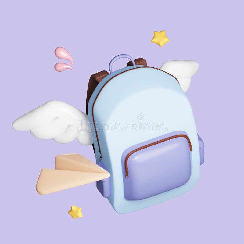 Bag Backpack School Education with Fly Wing. Icon Symbol Clipping Path ...
