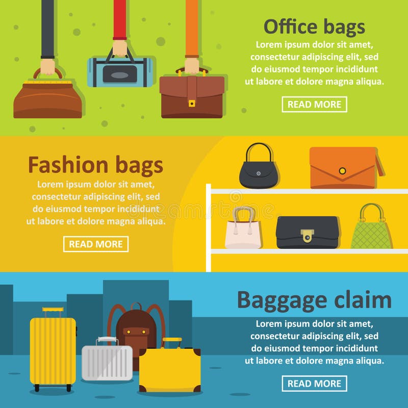 Bag Baggage Banner Horizontal Set, Flat Style Stock Vector ...