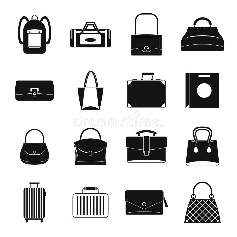 Bag Baggage Suitcase Icons Set, Simple Style Stock Vector ...