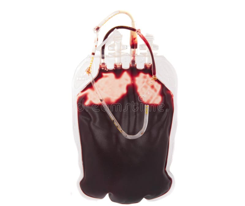 Blood Pack For Transfusion And Test Tube On White Background, Top View ...