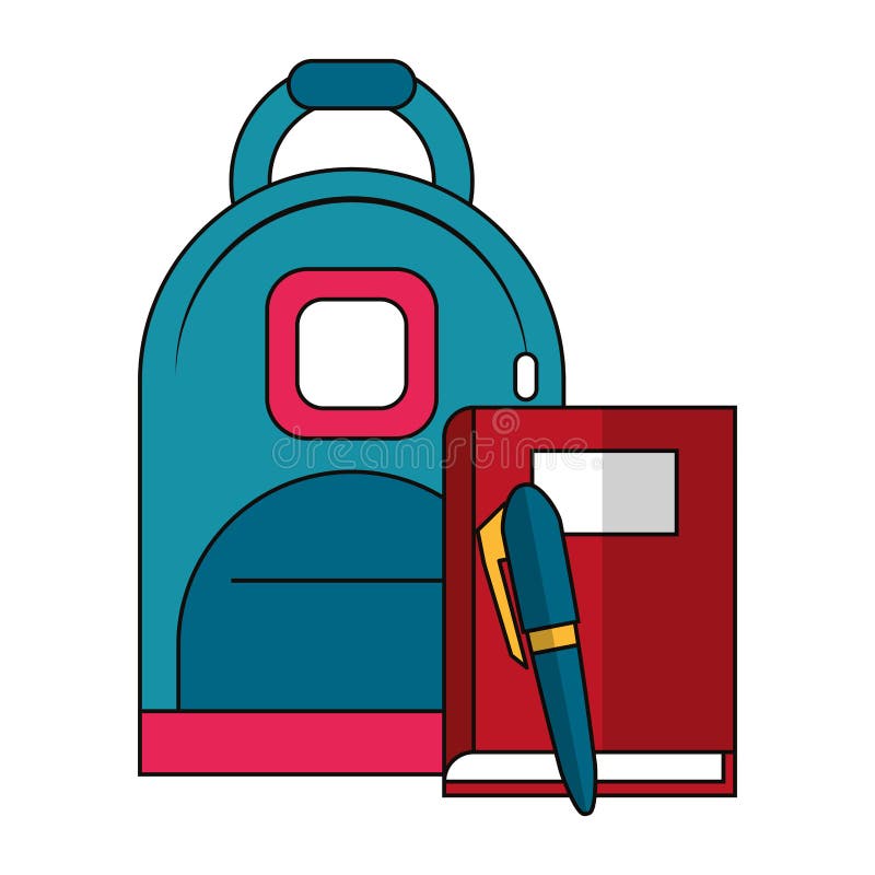 Bag with book and pen stock vector. Illustration of paper - 146285105