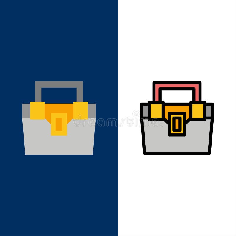 Bag, Box, Construction, Material, Toolkit Icons. Flat and Line Filled ...