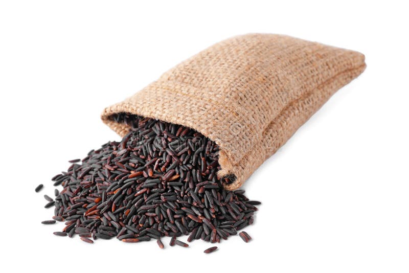 Bag of Brown Rice Isolated on White Stock Image - Image of food ...