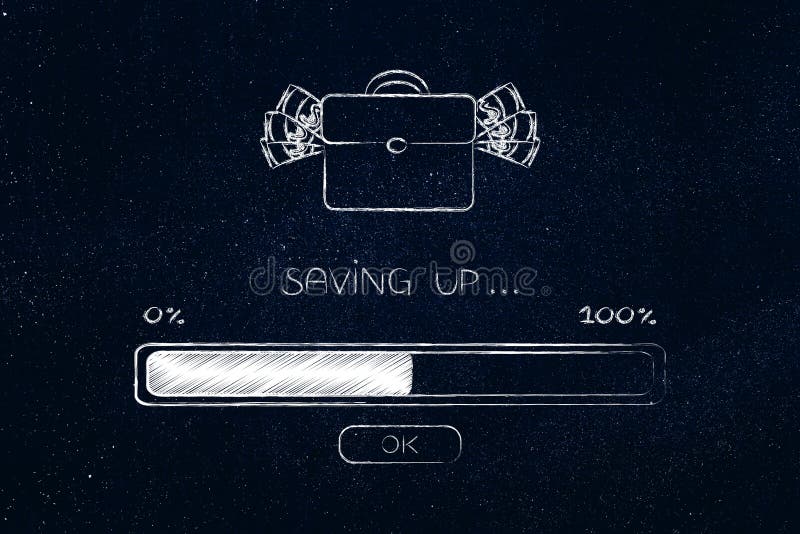 Bag of Cash and Progress Bar Loading, Saving Process Stock Image ...